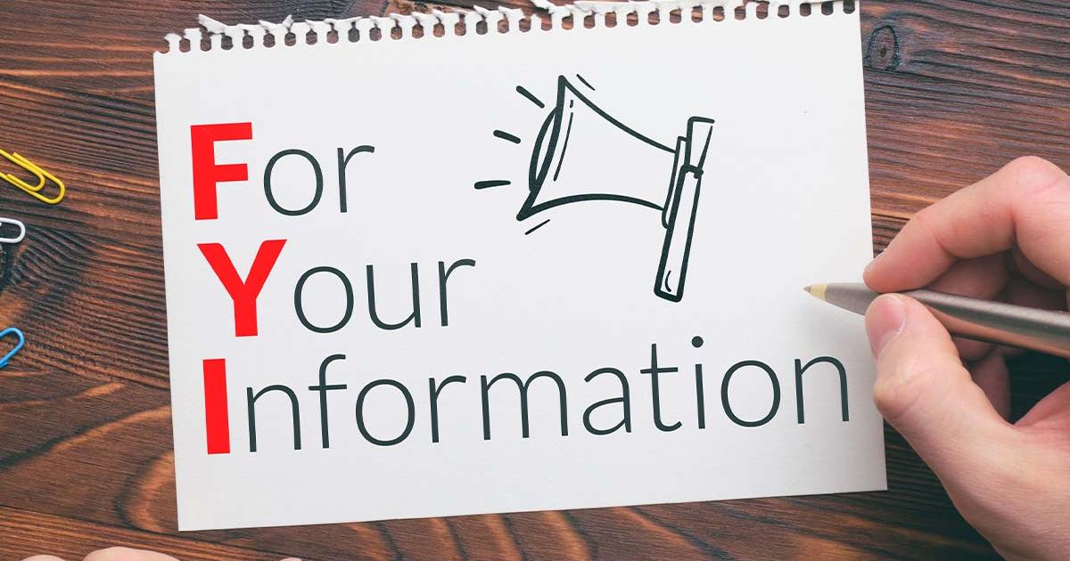 Abkürzung FYI: For Your Information